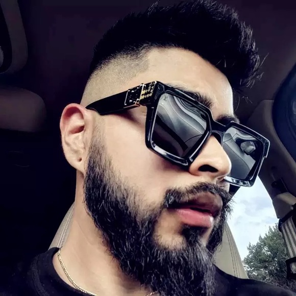 Accessories | Luxury Brand Designer Square Sunglasses Black Gold Men ...